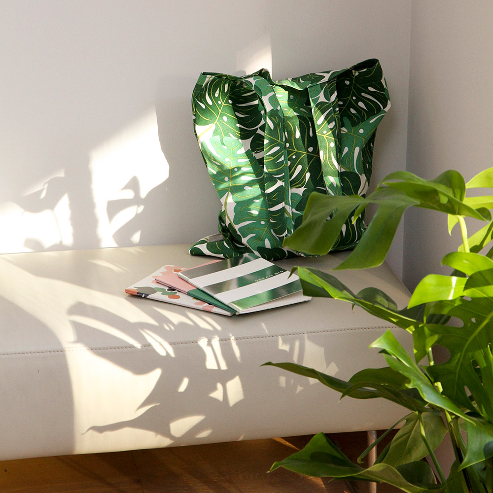 Tropical Green Leaf Canvas Tote Bag By Caroline Gardner Vibrant Home